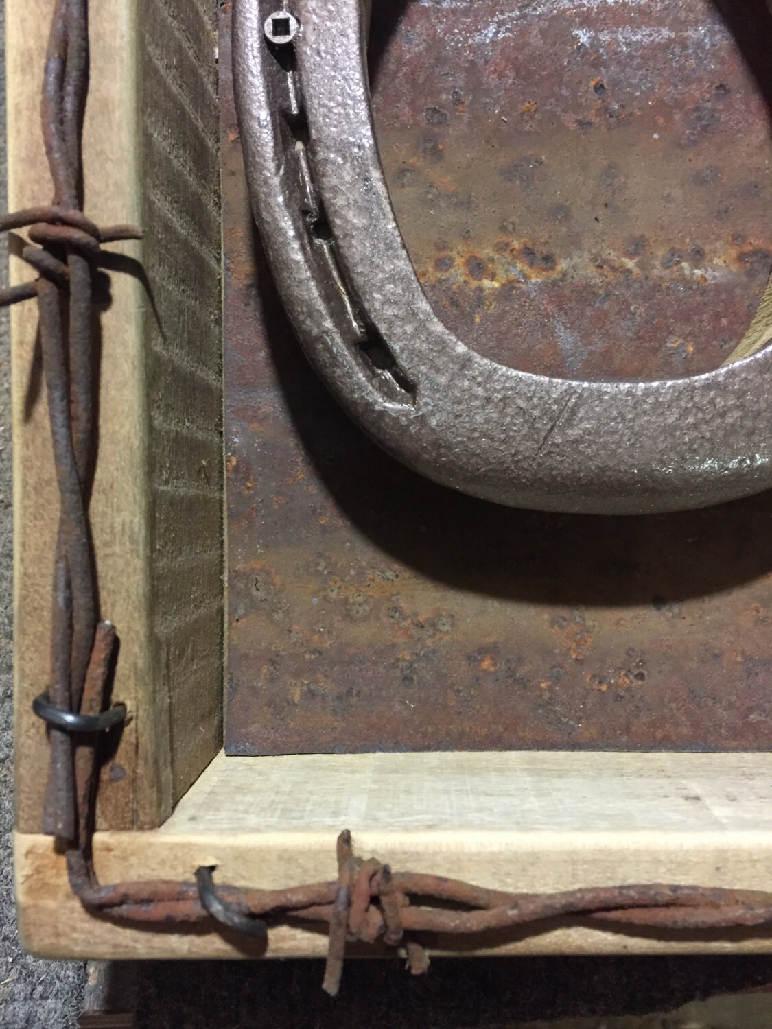 Horse Shoe Shadow Box Wall Decor With Metal and Barbed Wire - Etsy