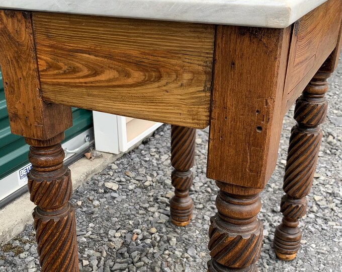 Victorian Rectangular Marble Top Parlor Stand Side End Prep Table ...