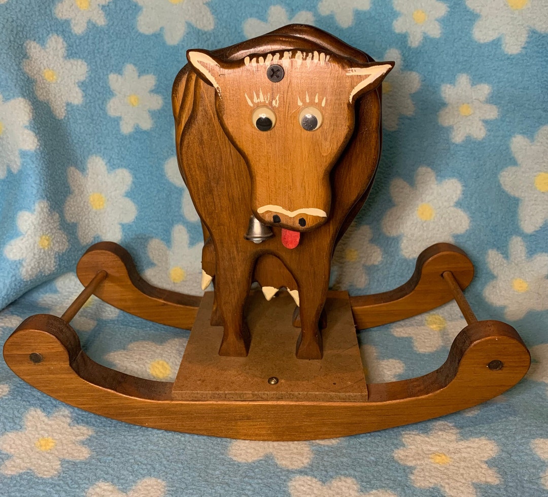 Handmade Moveable Wood Toy Cow ~ Tail, Tongue and Udders MOVE ~video - Etsy