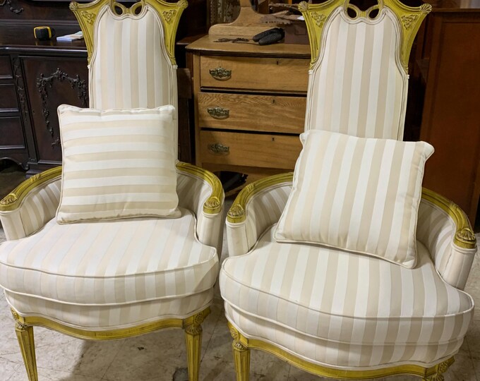 Vintage Elegant High Back French Country Chair Set ~ French Provincial ...