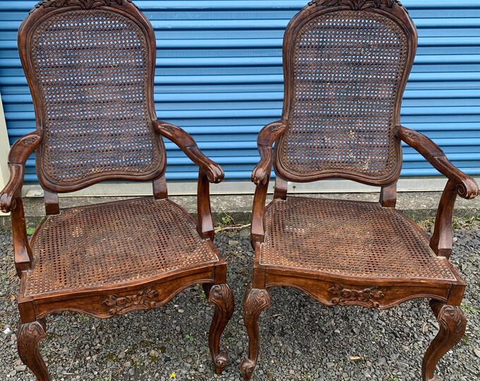 PAIR of HENREDON LOUIS Xvi Style Cane Back Arm Chairs, French ...