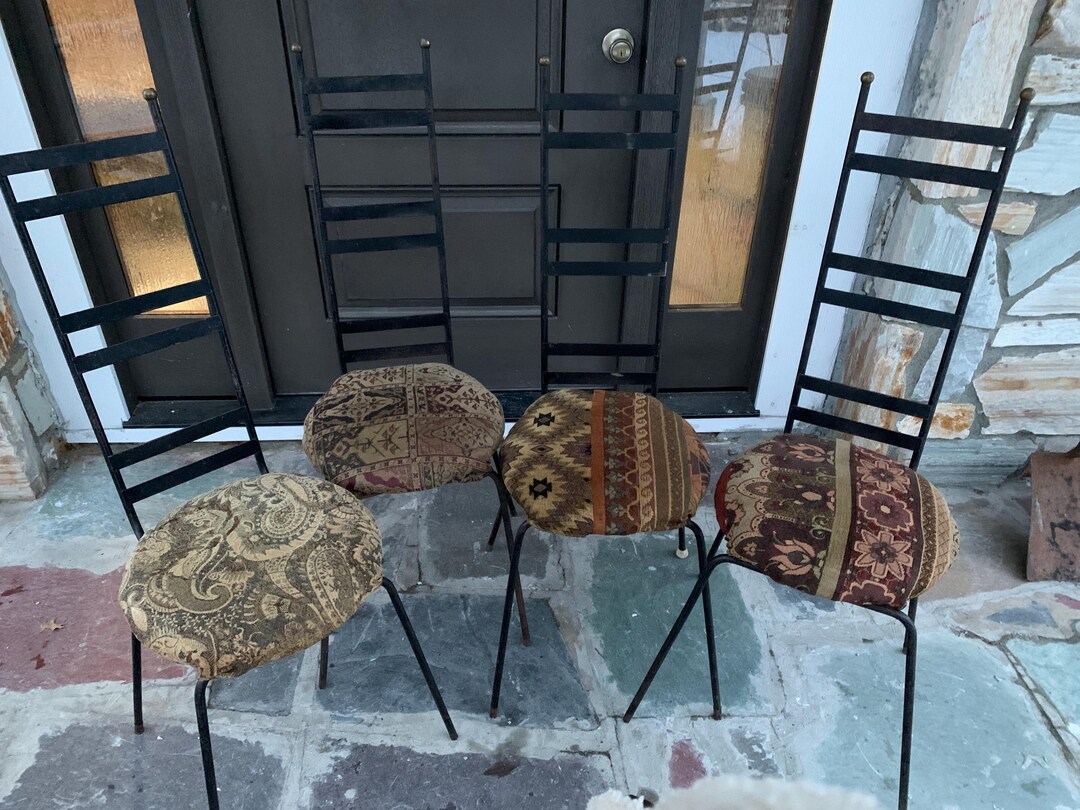 4 Vintage Wrought Iron MCM Chair Set ~ Fabulous Indoors or Out ...