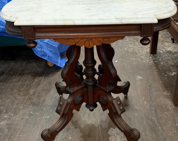 Victorian Rectangle Marble Top Parlor Stand Side End Table ~eastlake ...