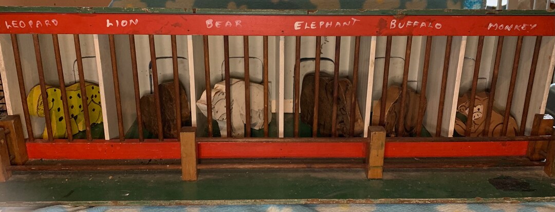 Large Folk Art Circus Wood Barn Enclosure Schoenhut Type Display W ...