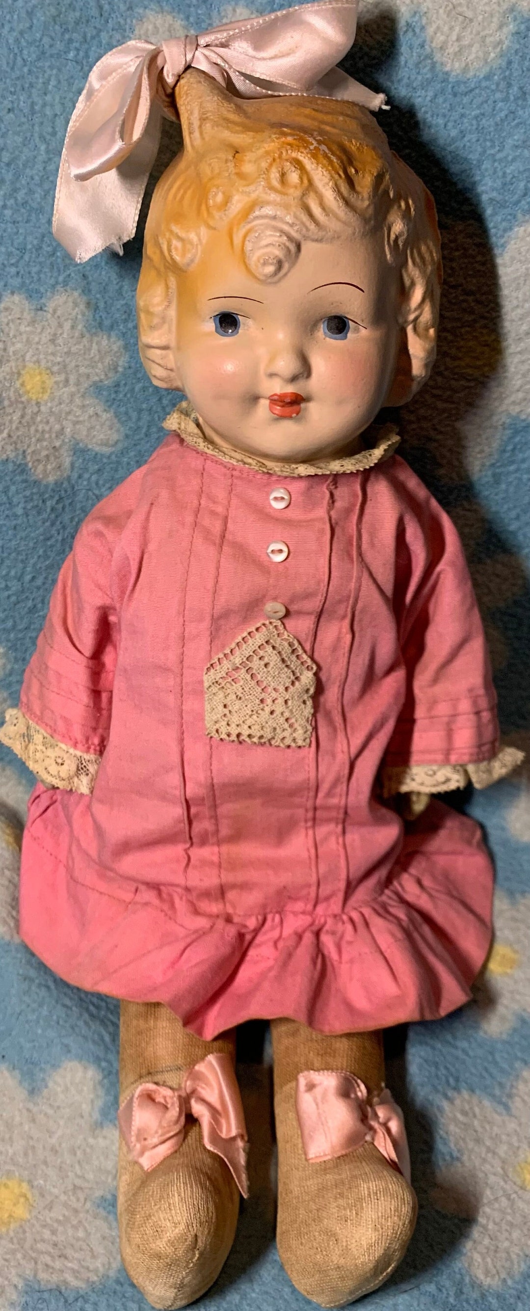 14 Early Composition Loop Doll Straw Stuffed Pretty in Pink - Etsy