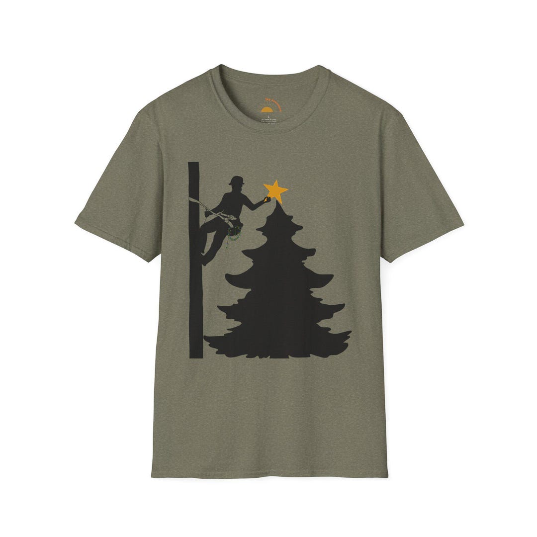 Lineman Christmas Tree Hand Drawn Design Unisex Softstyle T-shirt ...