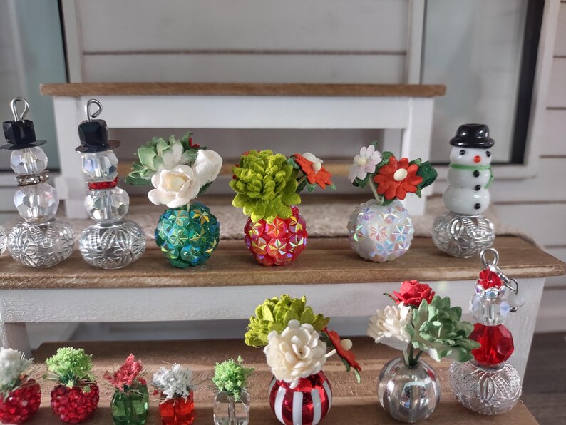 Dollhouse 1/12 Scale Christmas Decor Houseplants Grasses Snowmen Santa ...