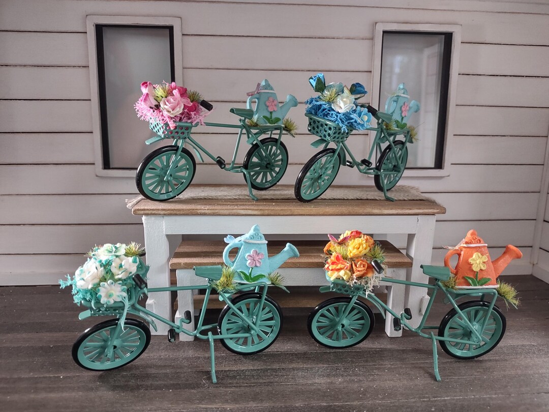 Dollhouse 1 12 Scale Bicycle With Flowers - Etsy