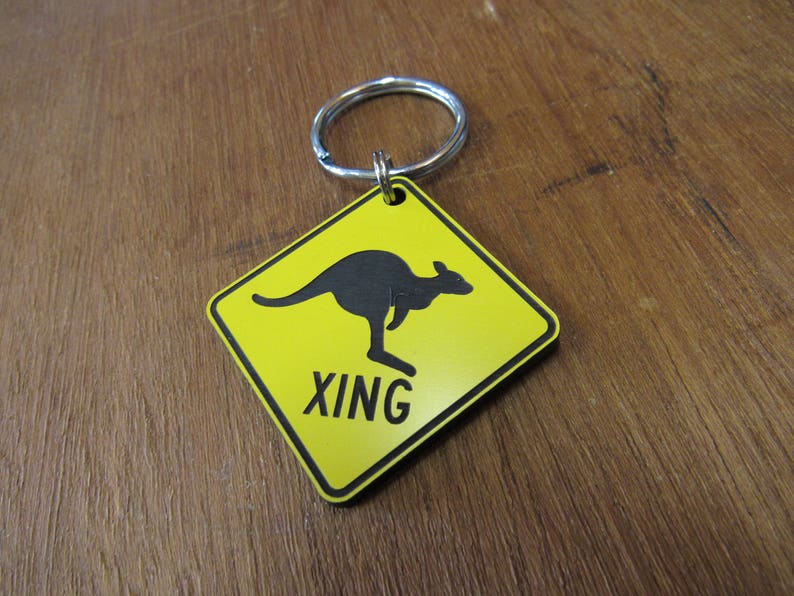 Kangaroo Crossing Key Chain | Etsy