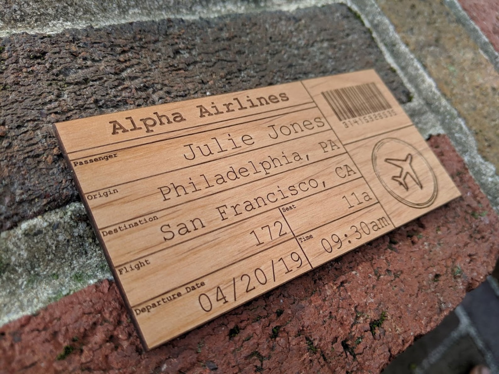 Custom Wood Airline Ticket - Etsy