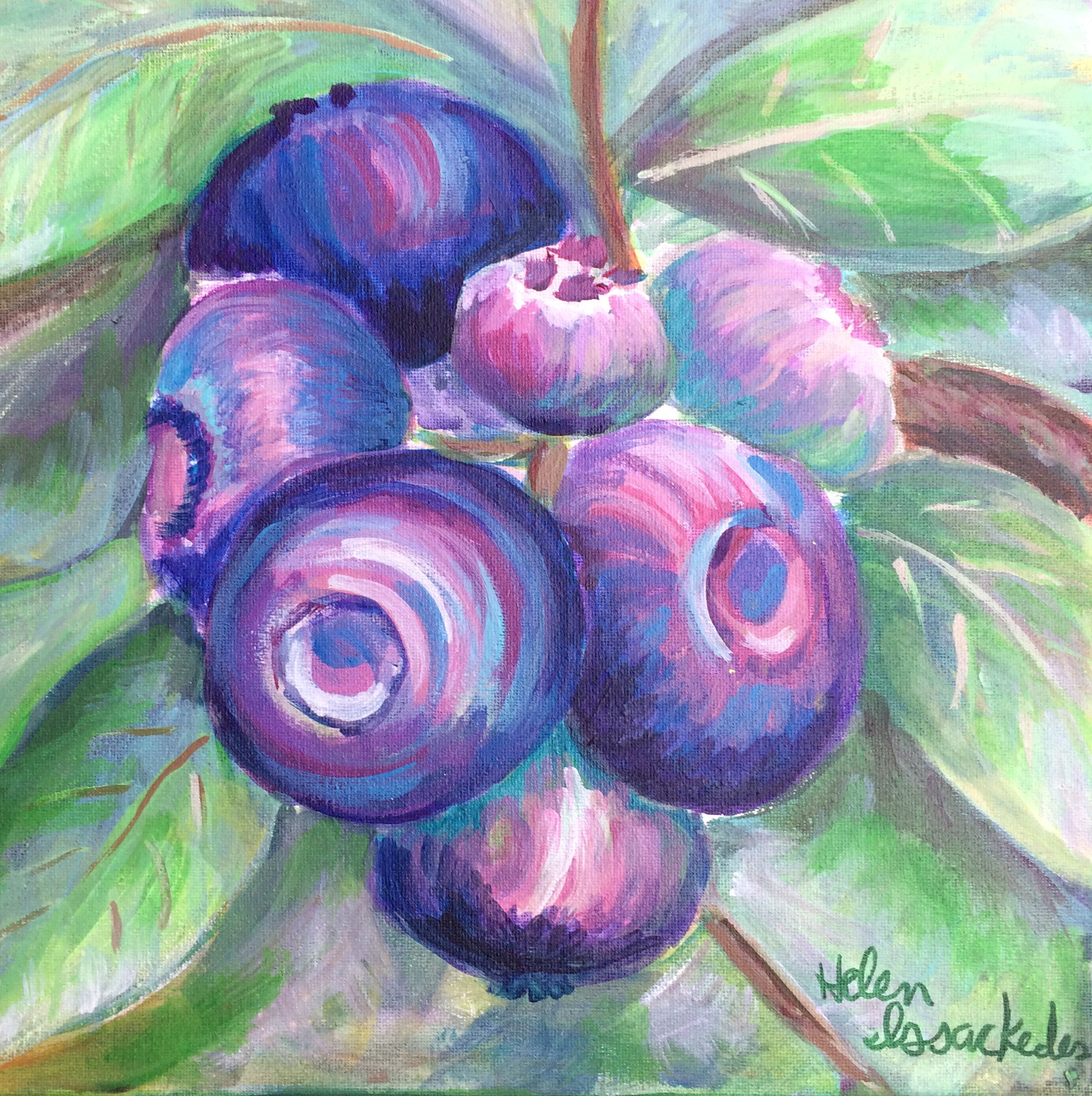 Blueberry Bunch Acrylic Painting | Etsy