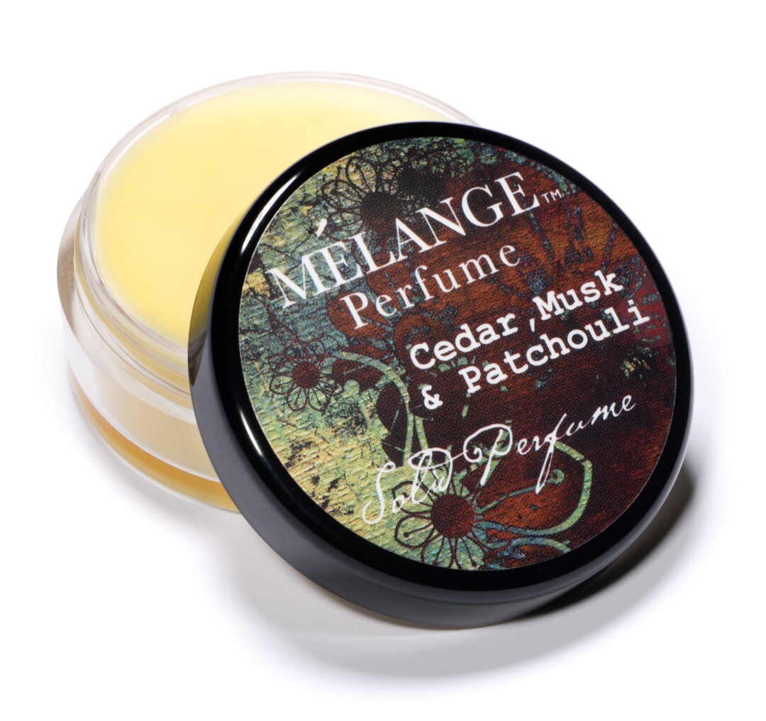 Melange Cedar, Musk & Patchouli Solid Perfume Single - .56 Ounces. Poured to Order. Base of ...
