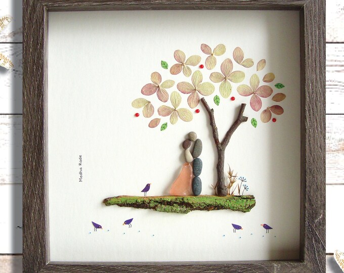 Spring Wedding Gift for Bride and Groom, 8 by 8, Pebble Art, Cherry ...