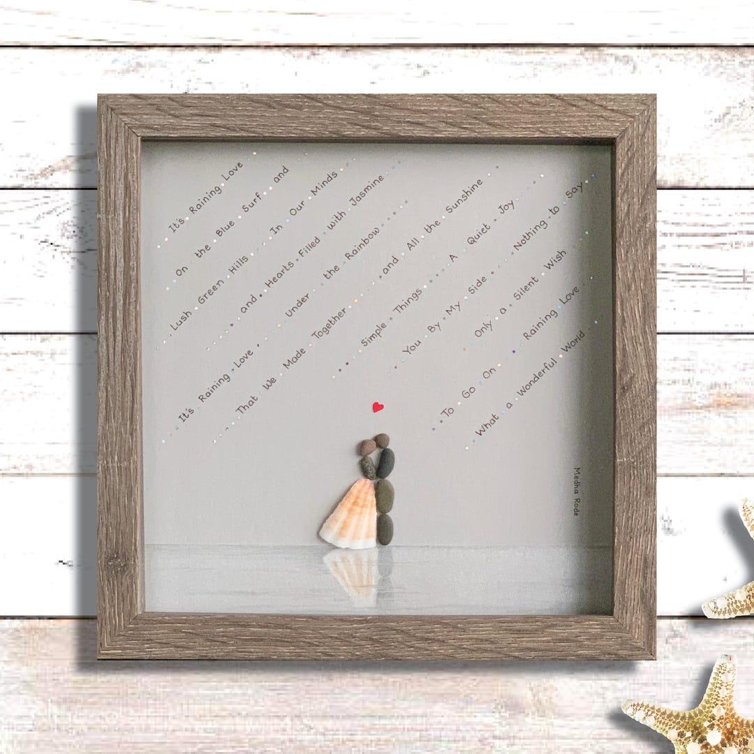 Unique Wedding Gift, Pebble Art Bride and Groom, Raining Love ...