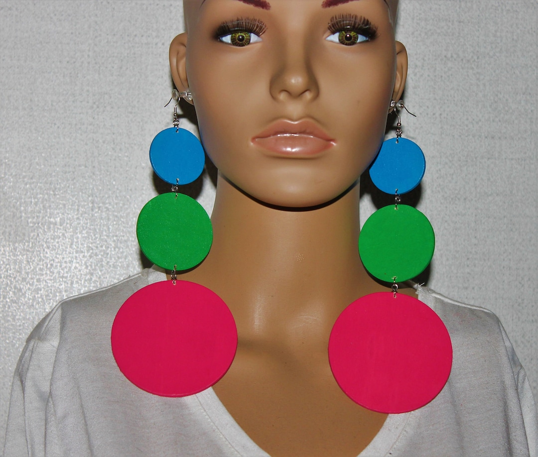 Multicolor Triple Dangle Earrings;tiered Earrings;diva Earrings;big ...