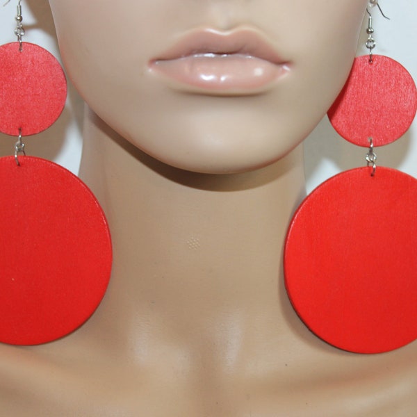 Big Red Earrings - Etsy
