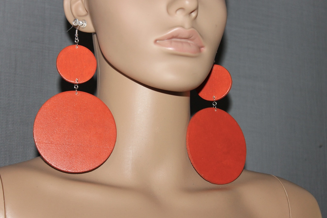 Burnt Orange Wooden Earrings| Diva Earrings| Fall/autumn Earrings| Big ...