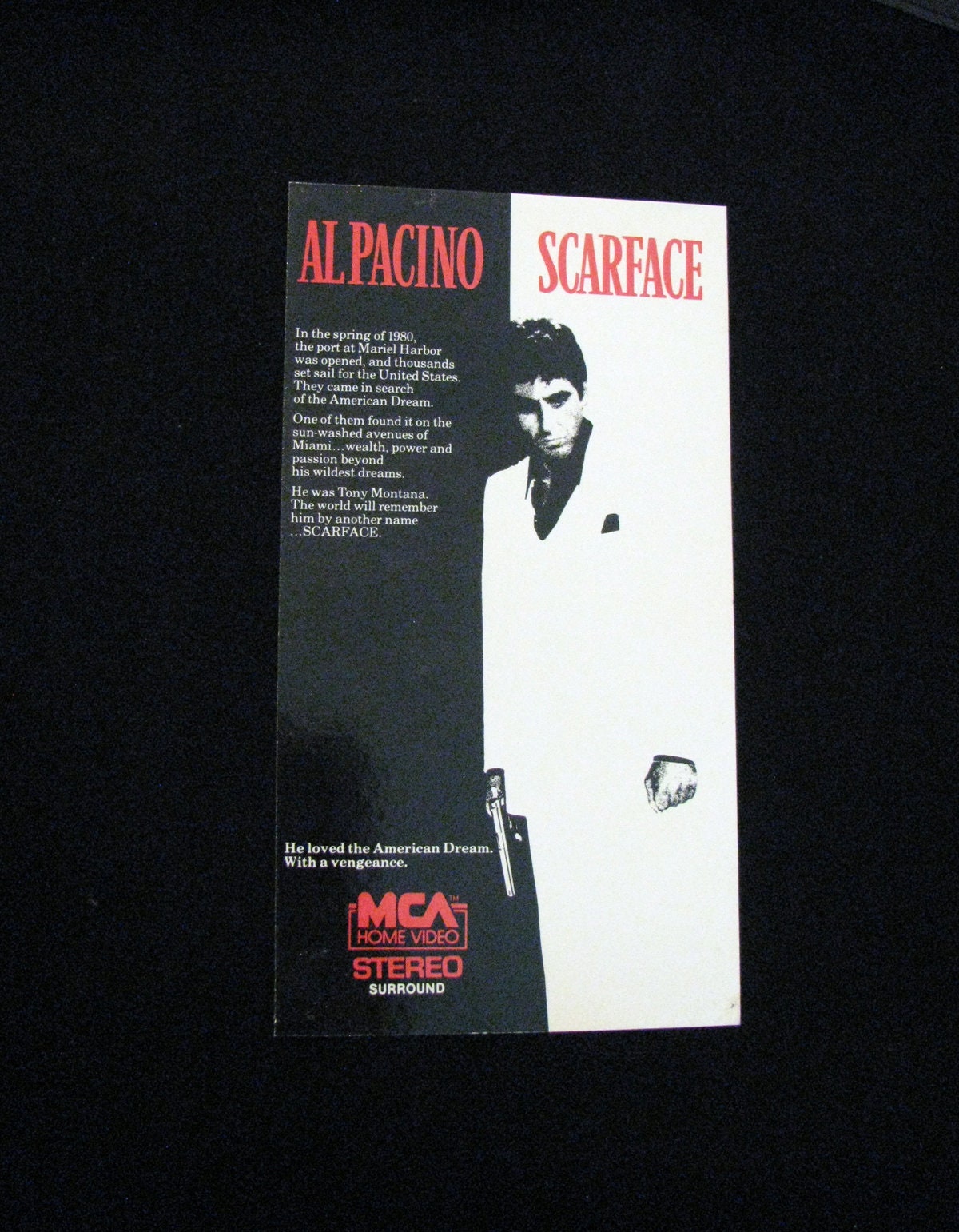 SCARFACE 1983 Repurposed Original VHS Sleeve to Unique - Etsy