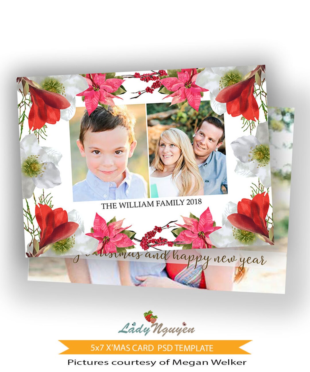 INSTANT DOWNLOAD 5x7 Christmas Card Photoshop Template CA683 - Etsy