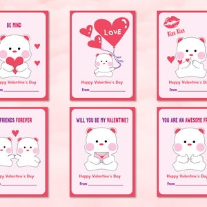 Printable Bear Heart Valentine Tag, Cute Bear Valentine Tag Printable ...