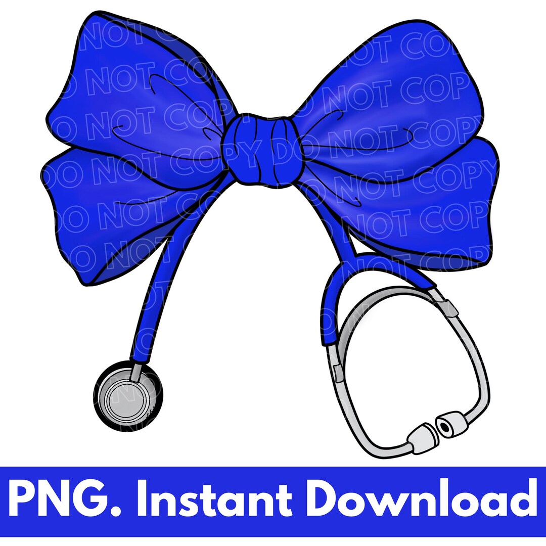 Nurse Bow Png | Blue Nurse Bow Png | Nurse Png | Stethoscope Bow Png ...