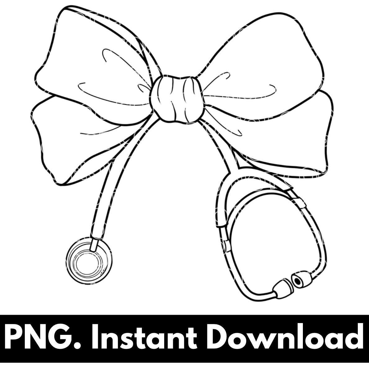 Nurse Bow Png | Nurse Bow Outline Png | Nurse Png | Stethoscope Bow Png ...