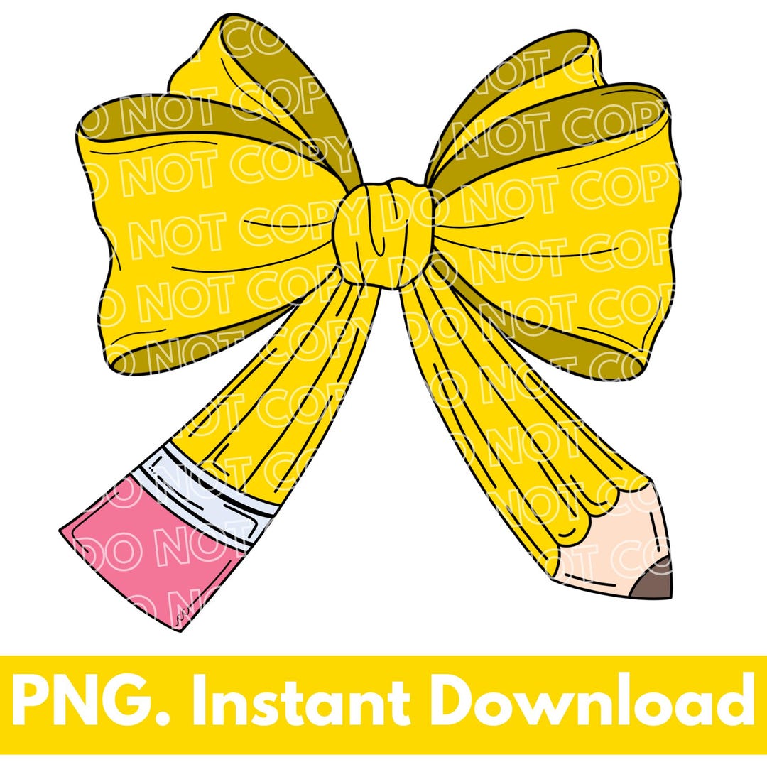 Teacher Pencil Bow Png | Yellow Teacher Bow Png | Teacher Png | Pencil ...