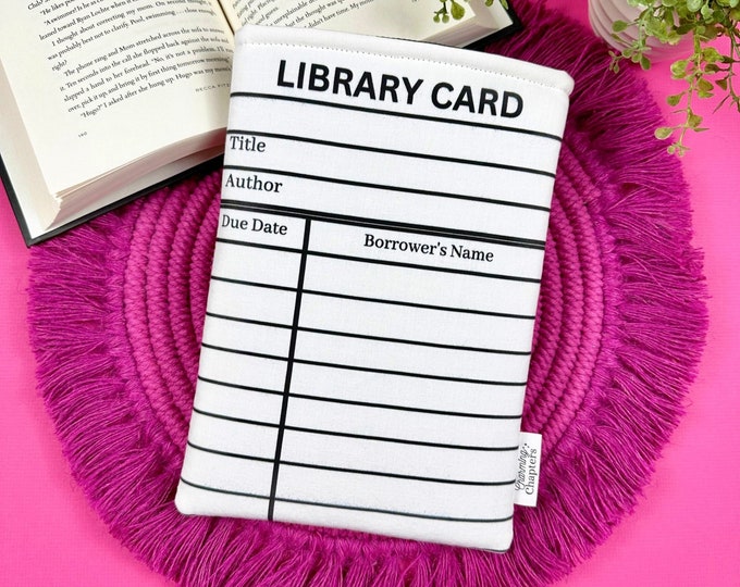 Library Card Book Sleeve, Reading Accessories, Book Lover Gift, Bookish ...