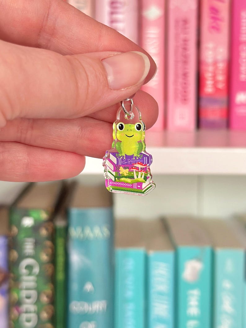 Frog Book Stack Kindle Charm, USB Phone Charm, Cottagecore Kindle ...