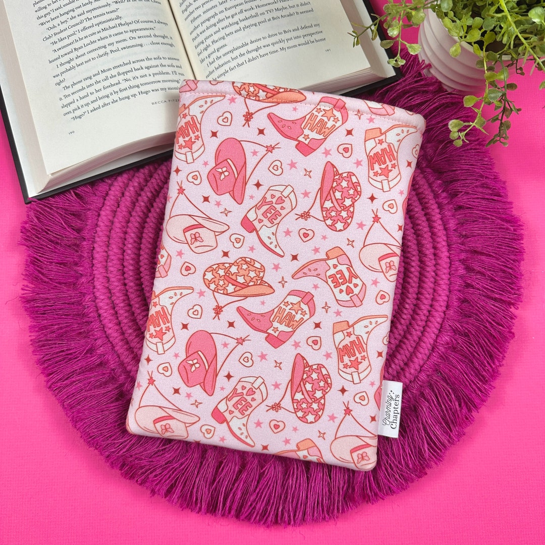 Pink Cowboy Boot Book Sleeve, Western Kindle Cover for Romance Reader ...