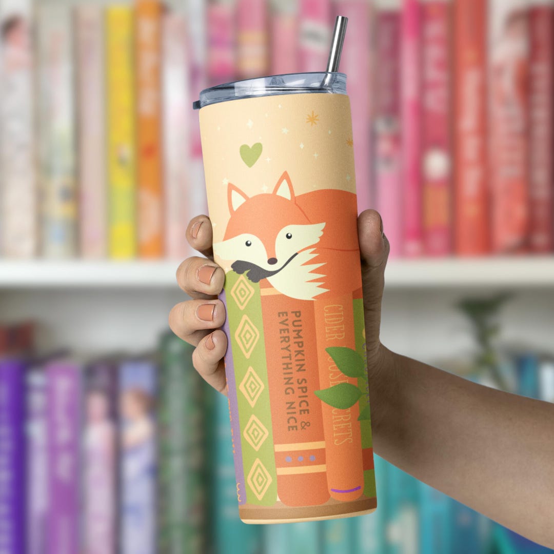 Autumn Bookshelf 20 Oz Skinny Tumbler With Straw, Book Lover Gift ...