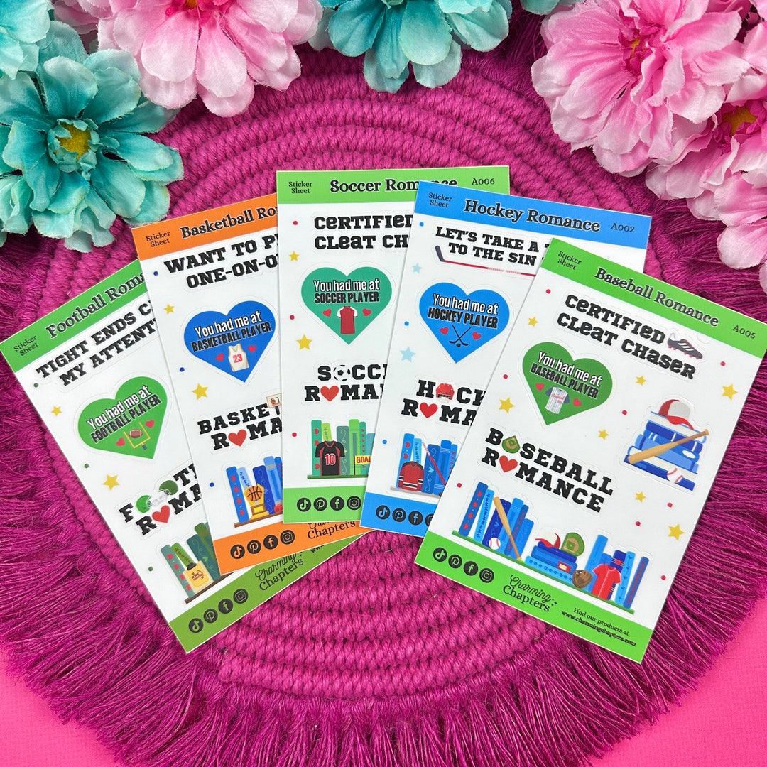 Sports Romance Vinyl Sticker Sheets, Romance Reader Kindle Stickers ...