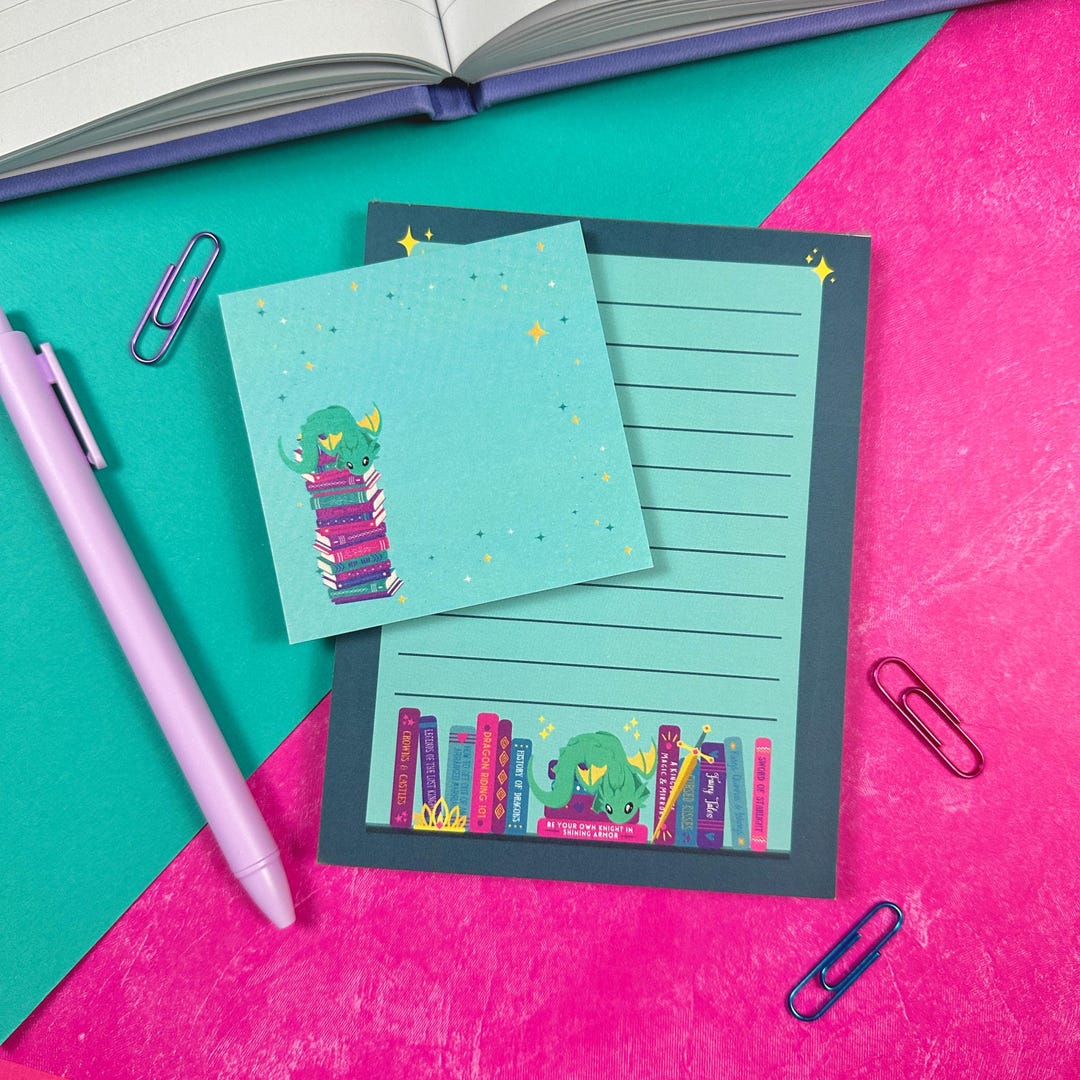 Fantasy Bookshelf Notepad & Sticky Notes, Fantasy Stationary for ...