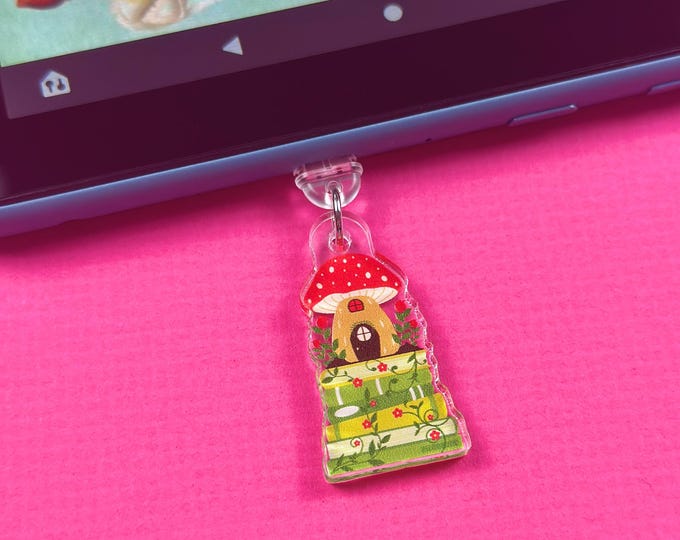 Running on Books & Coffee Kindle Charm, Pink USB Kindle Accessories ...