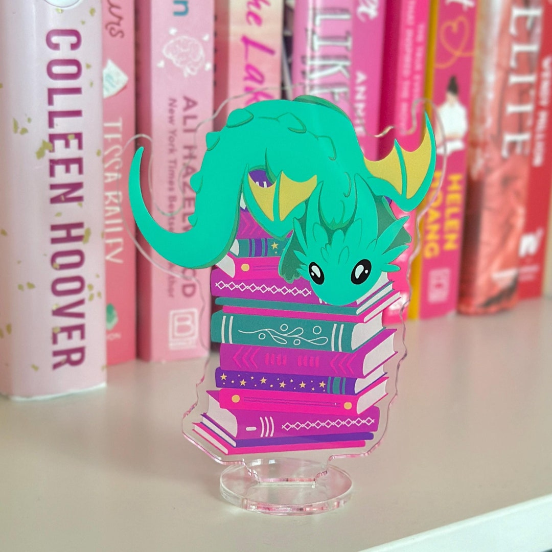 Book Dragon Acrylic Bookshelf Decor, Romantasy Reader Gift, Fantasy ...