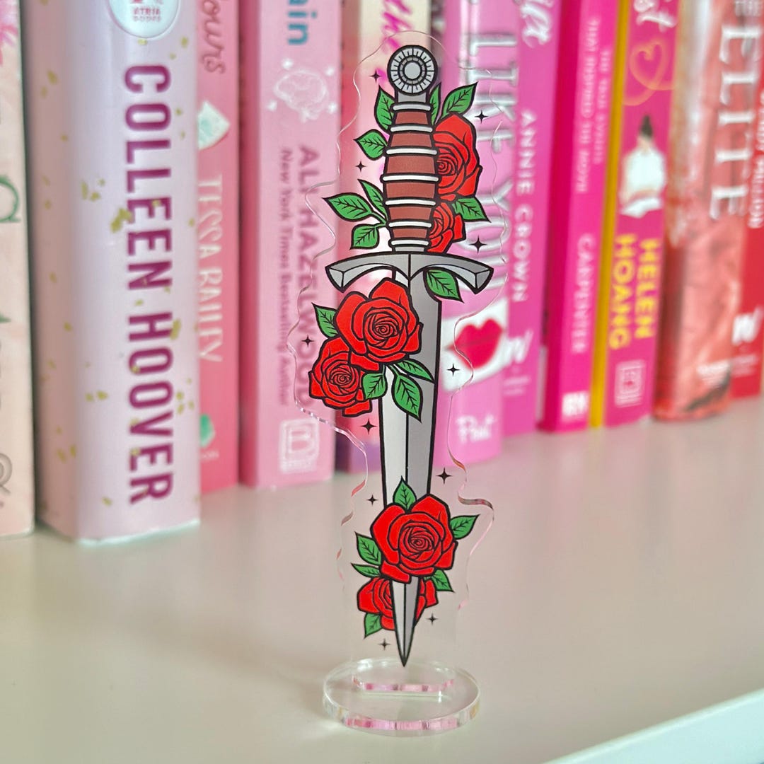 Rose Dagger Acrylic Bookshelf Decor, Romantasy Reader Gift, Fantasy ...
