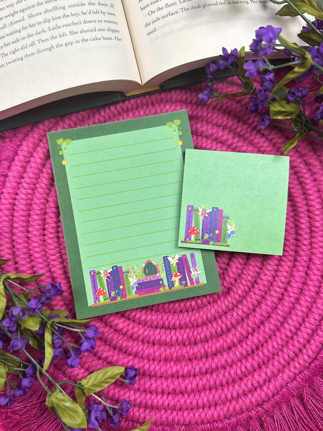 PREORDER: Fairy Garden Bookshelf Notepad & Sticky Notes, Green ...