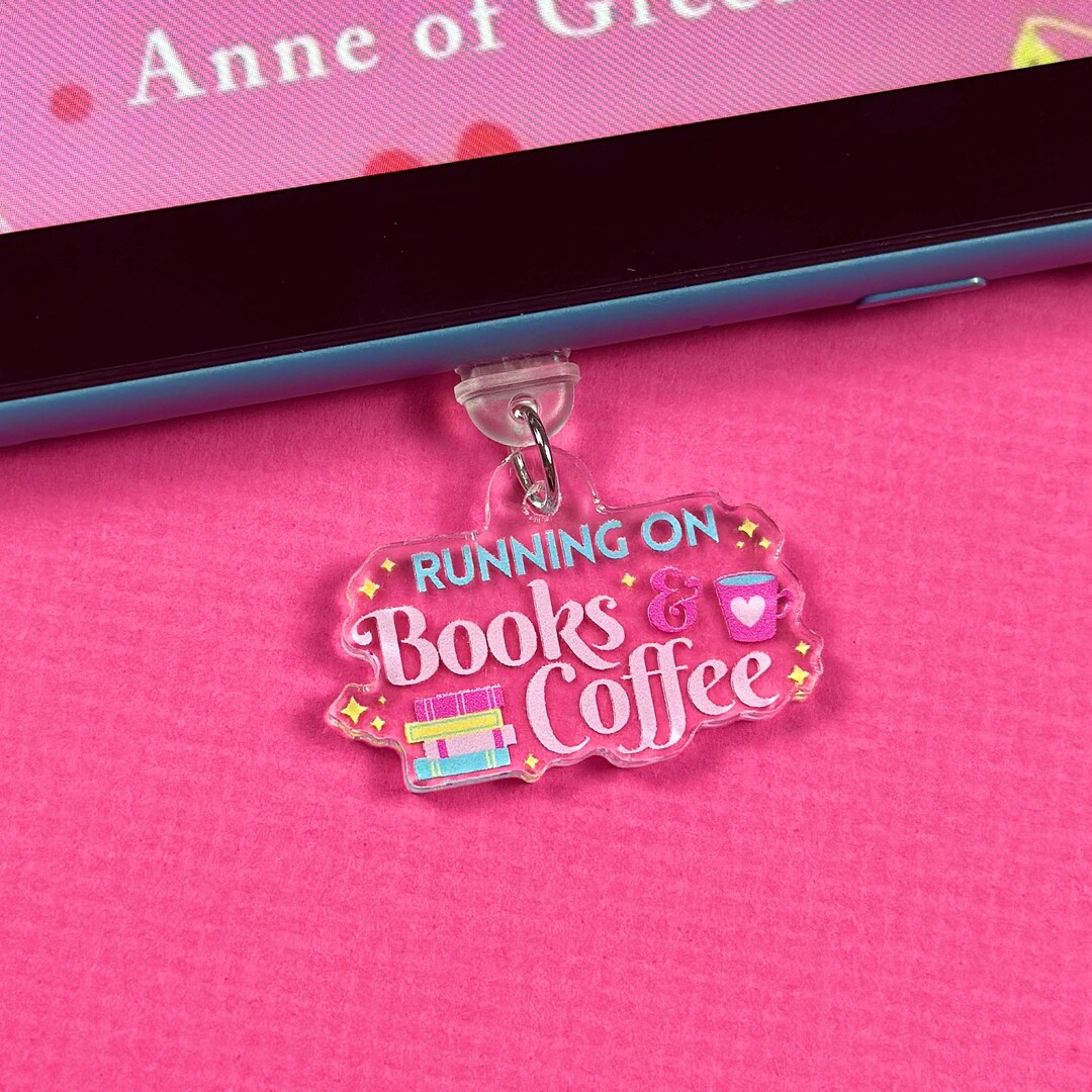 Running on Books & Coffee Kindle Charm, Pink USB Kindle Accessories ...
