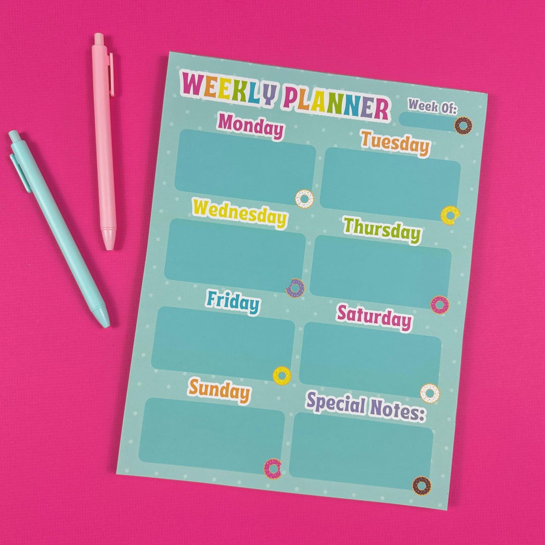 PREORDER: Donut Weekly Planner Notepad 8.5x11, Rainbow Stationery ...