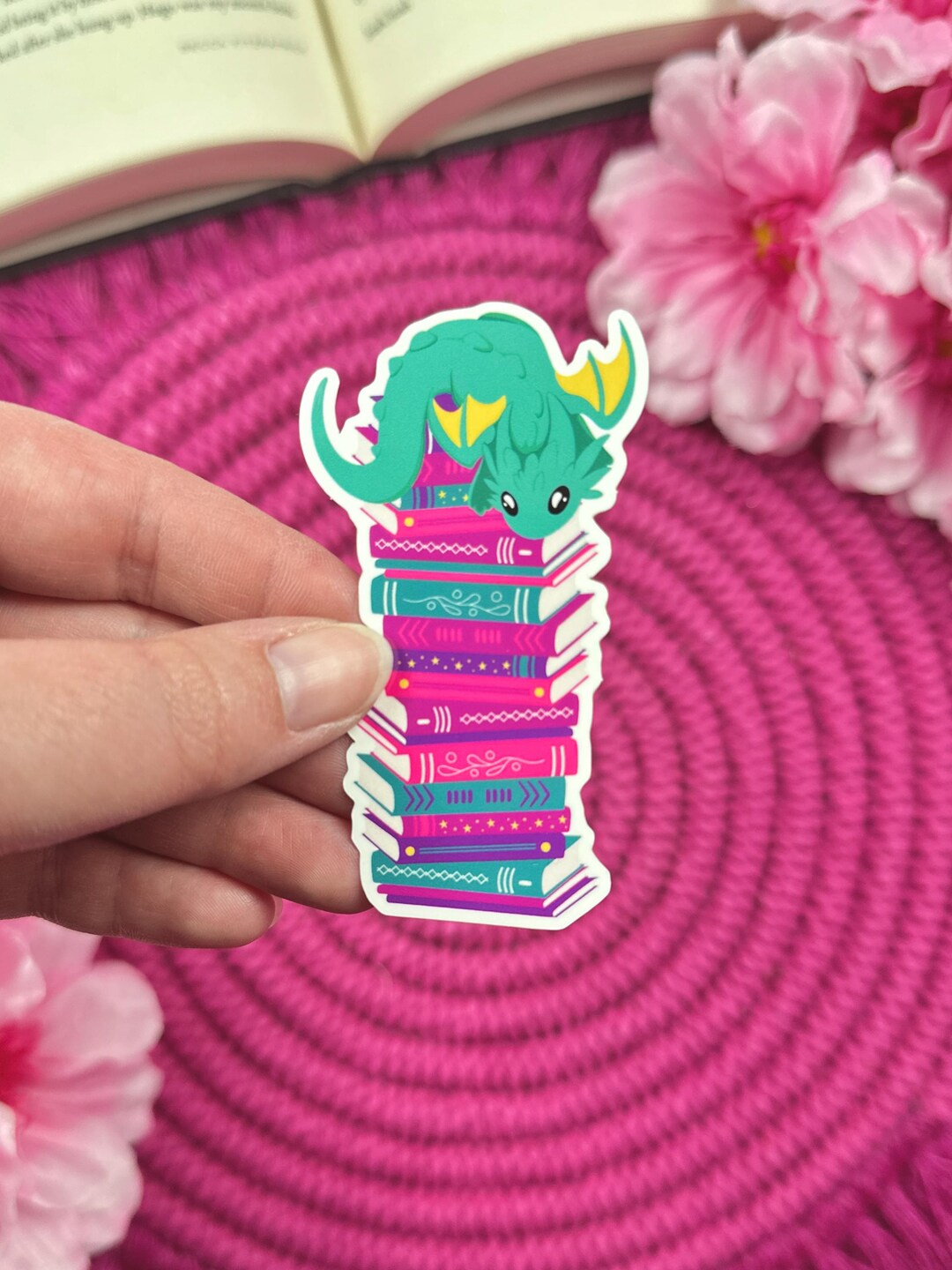 Book Dragon Vinyl Sticker, Booktok Gift for Fantasy Reader, Bookish ...