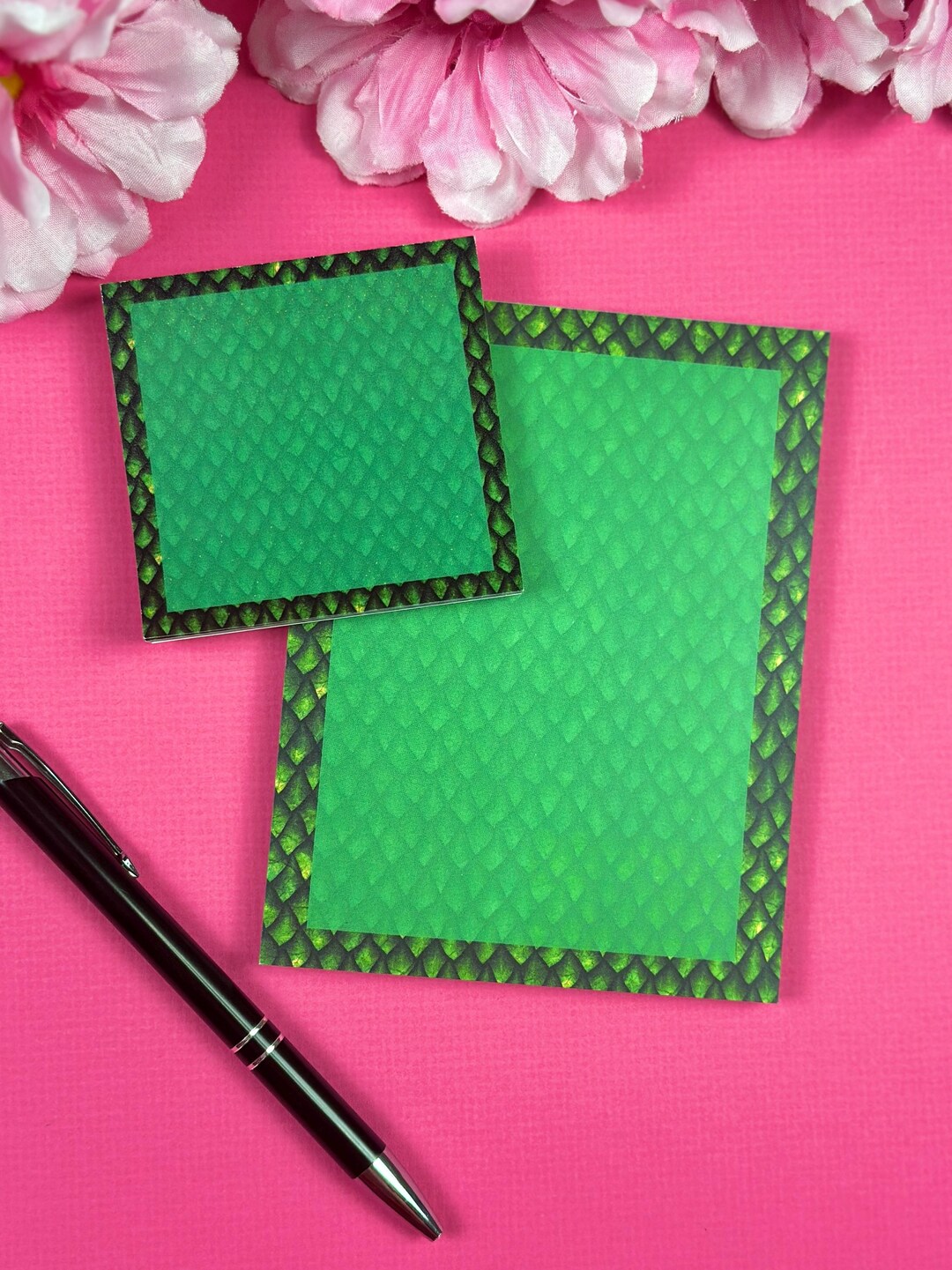 Green Dragon Scale Notepad & Sticky Notes, Fantasy Stationery for ...