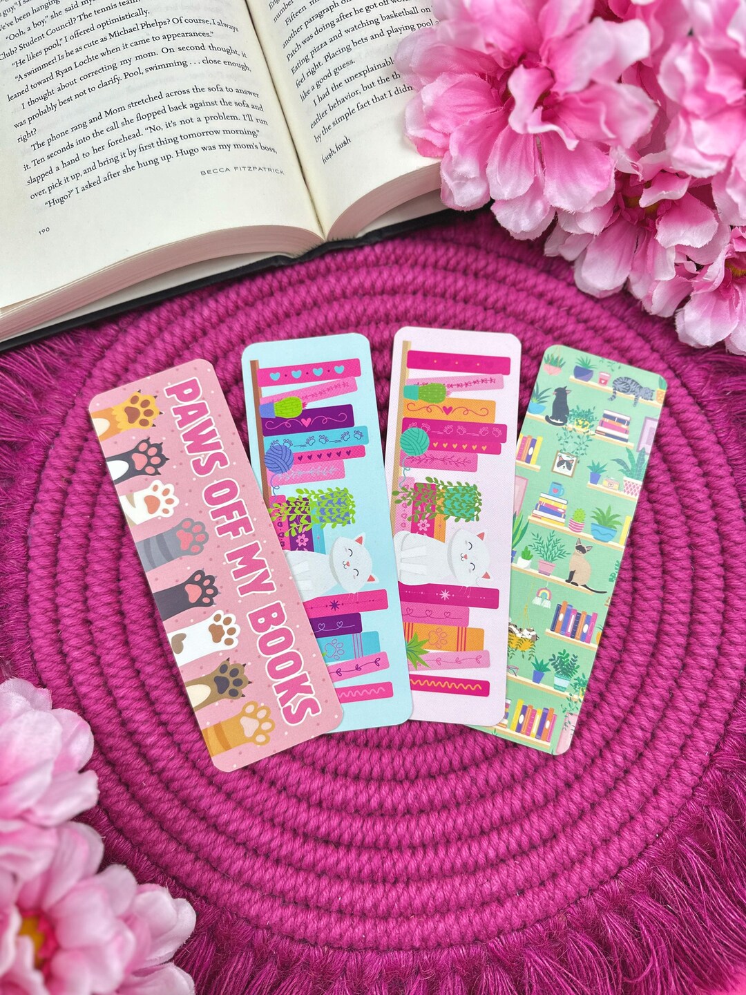 Cat Lover Bookmark Set, Animal Lover Gift for Her, Paws off Bookmark ...