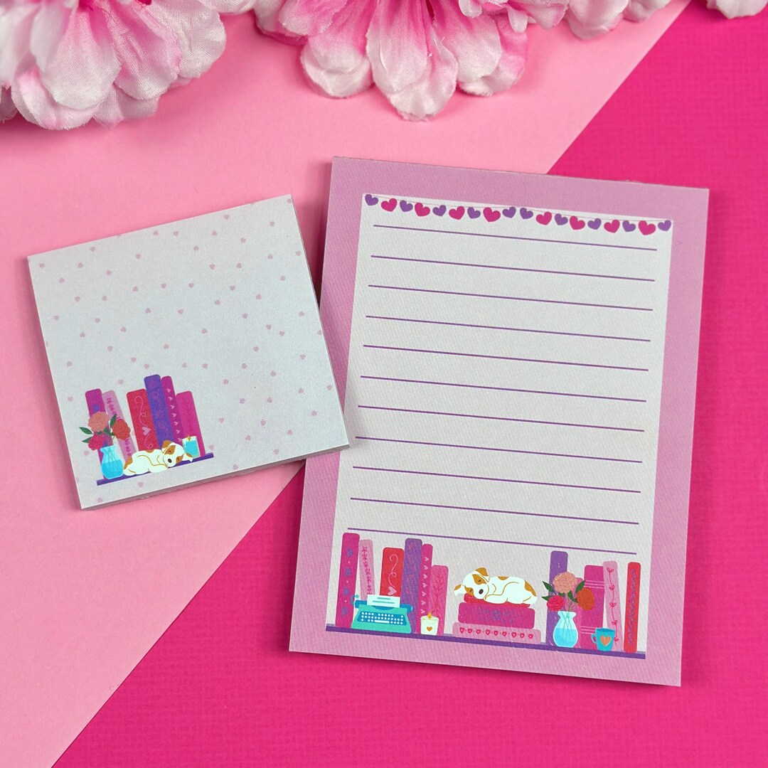 PREORDER: Puppy Love Notepad & Sticky Note Set, Pink Reading ...