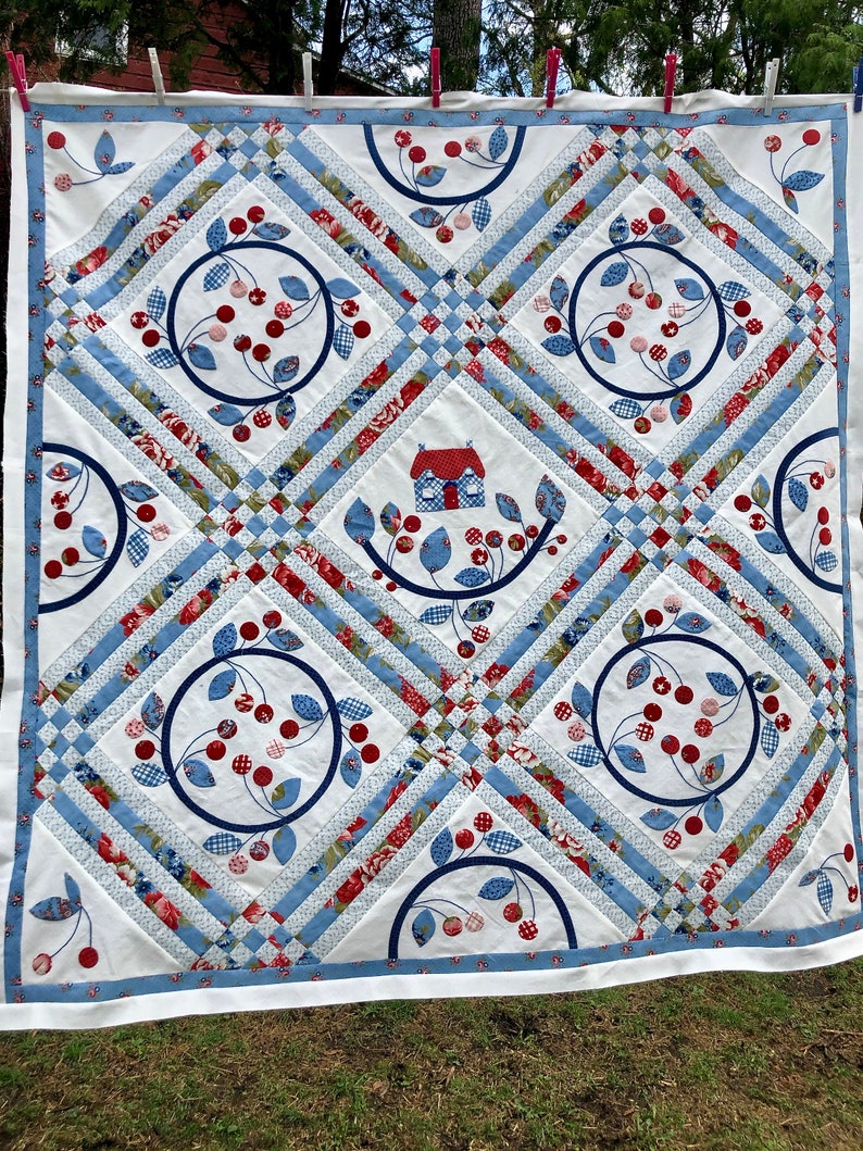 Cherry Wreath Quilt Pattern - DOWNLOAD - Etsy