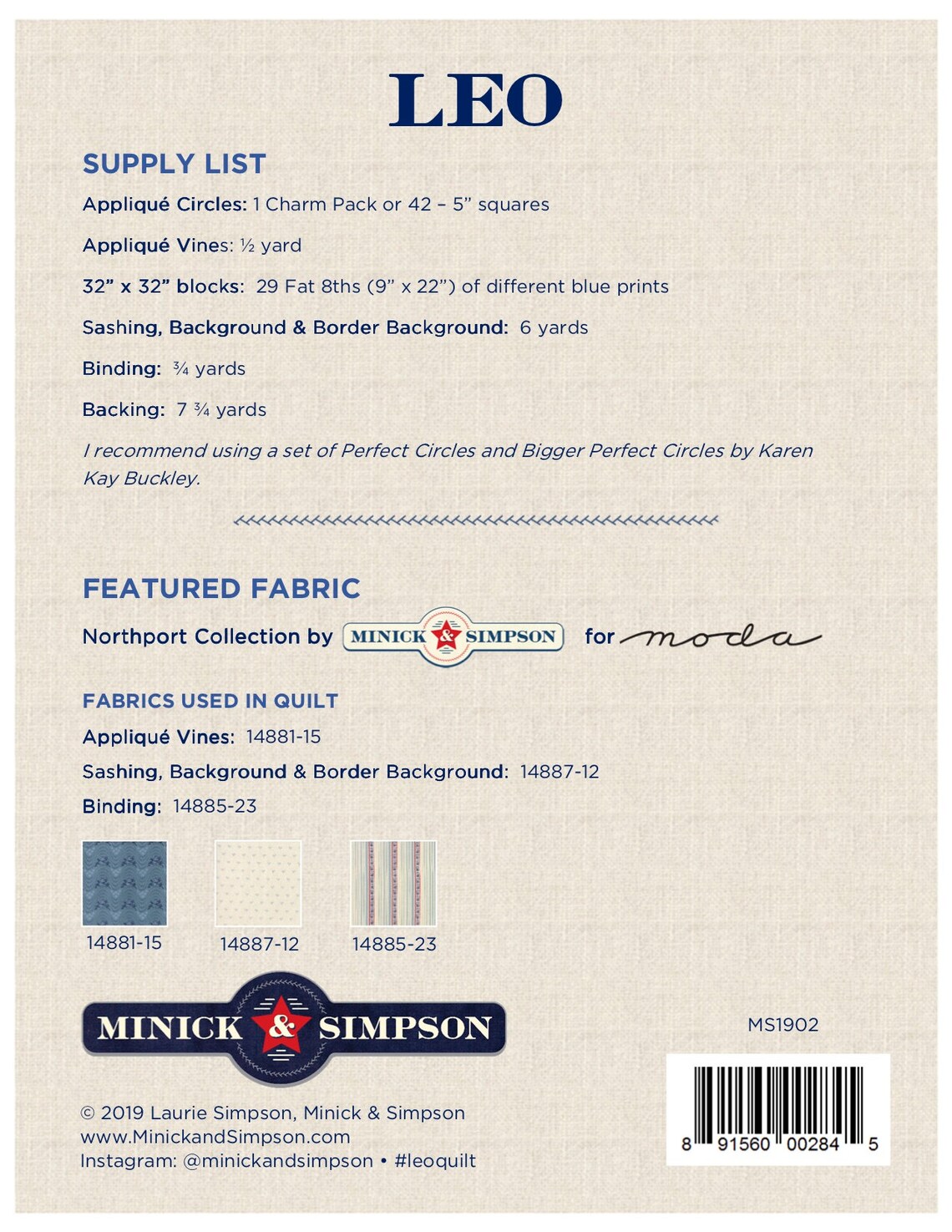 Leo Quilt Pattern by Minick and Simpson - Etsy