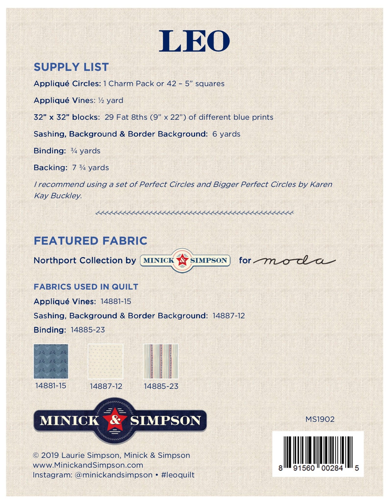 Leo Quilt Pattern by Minick and Simpson - Etsy