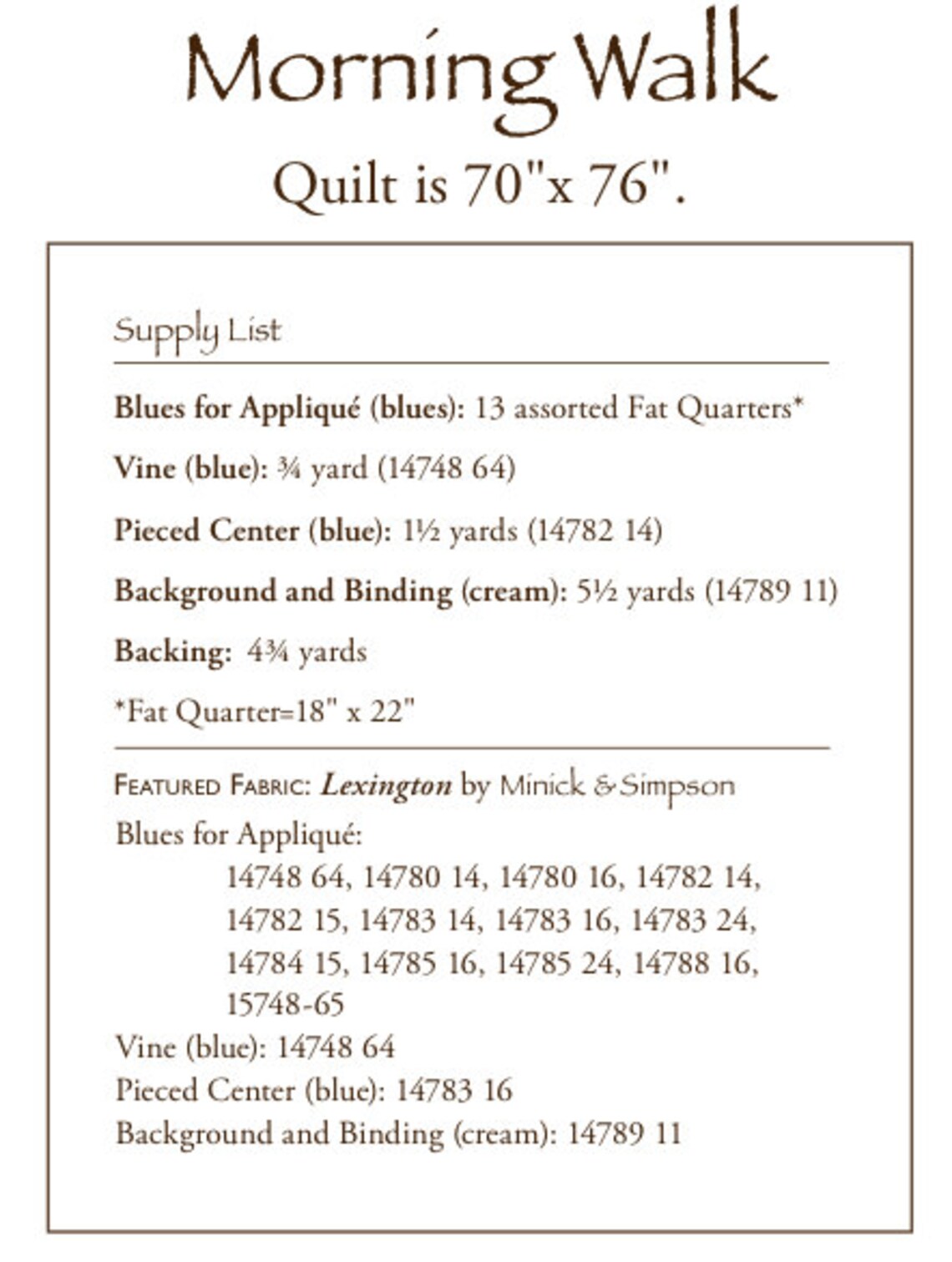 Morning Walk Quilt Pattern by Minick and Simpson - Download - Etsy