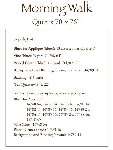 Morning Walk Quilt Pattern by Minick and Simpson - Download - Etsy