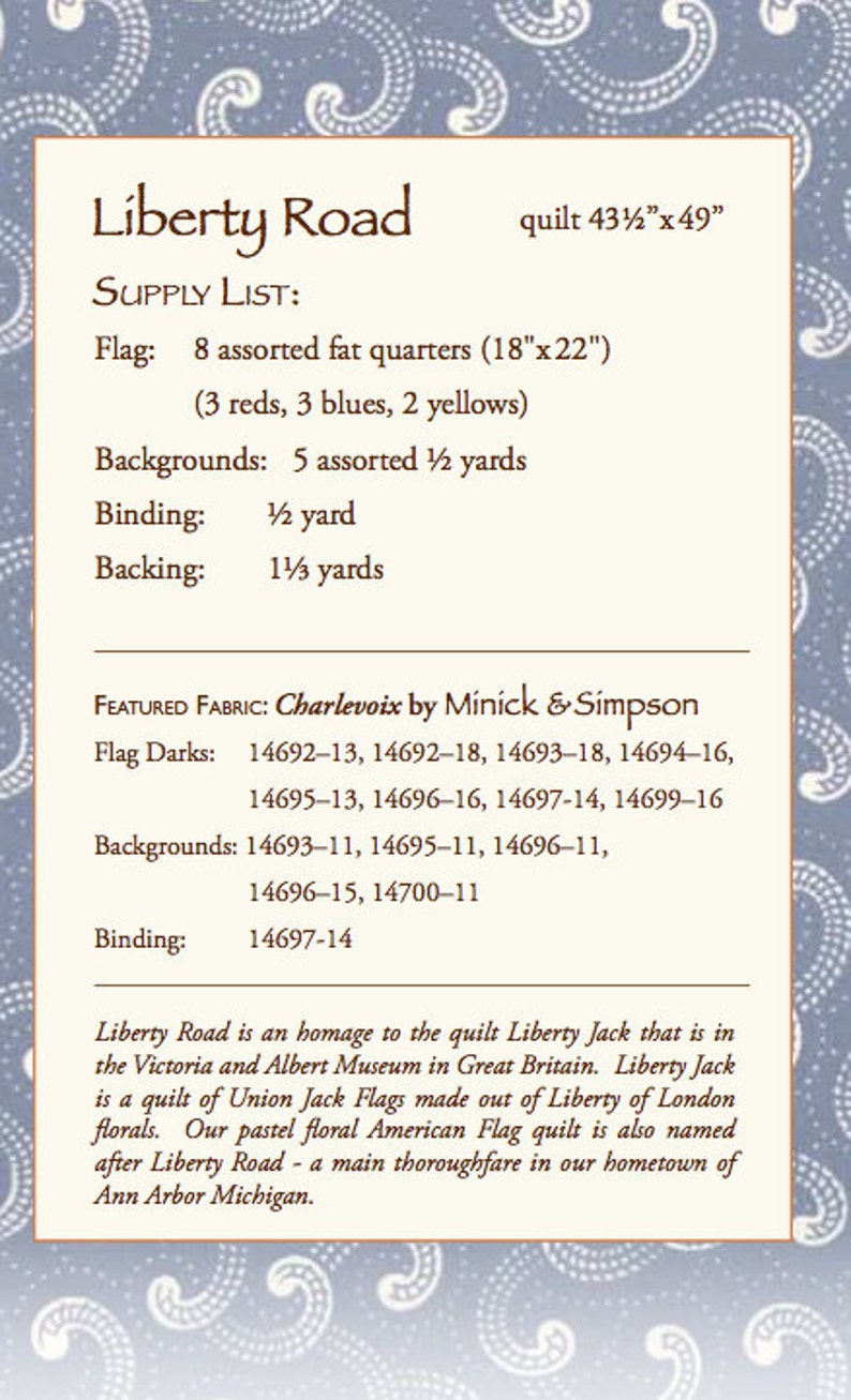 Liberty Road Quilt Pattern by Minick and Simpson Download - Etsy