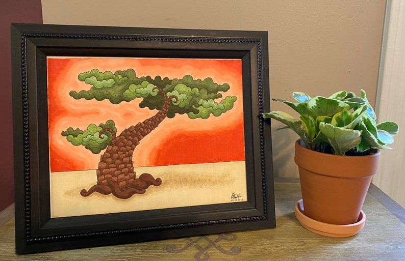 Scaly Tree - Drawing (original) - Drawing Video in the Listing! - Etsy